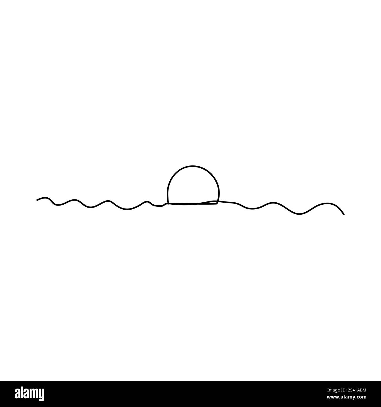 Sunset with cloud on sea ocean continuous one line drawing Sunrise one ...