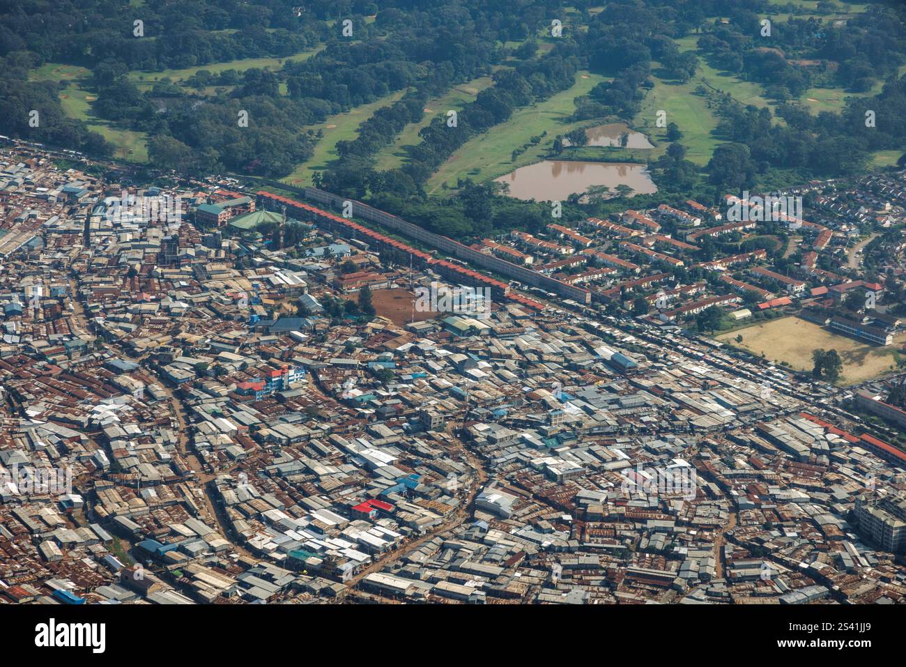 The Kibera slum housing area in Nairobi, seen from above Stock Photo ...