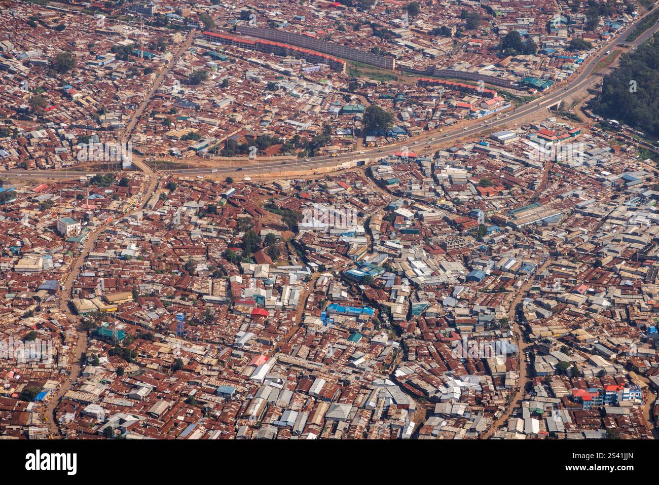 The Kibera slum housing area in Nairobi, seen from above Stock Photo ...