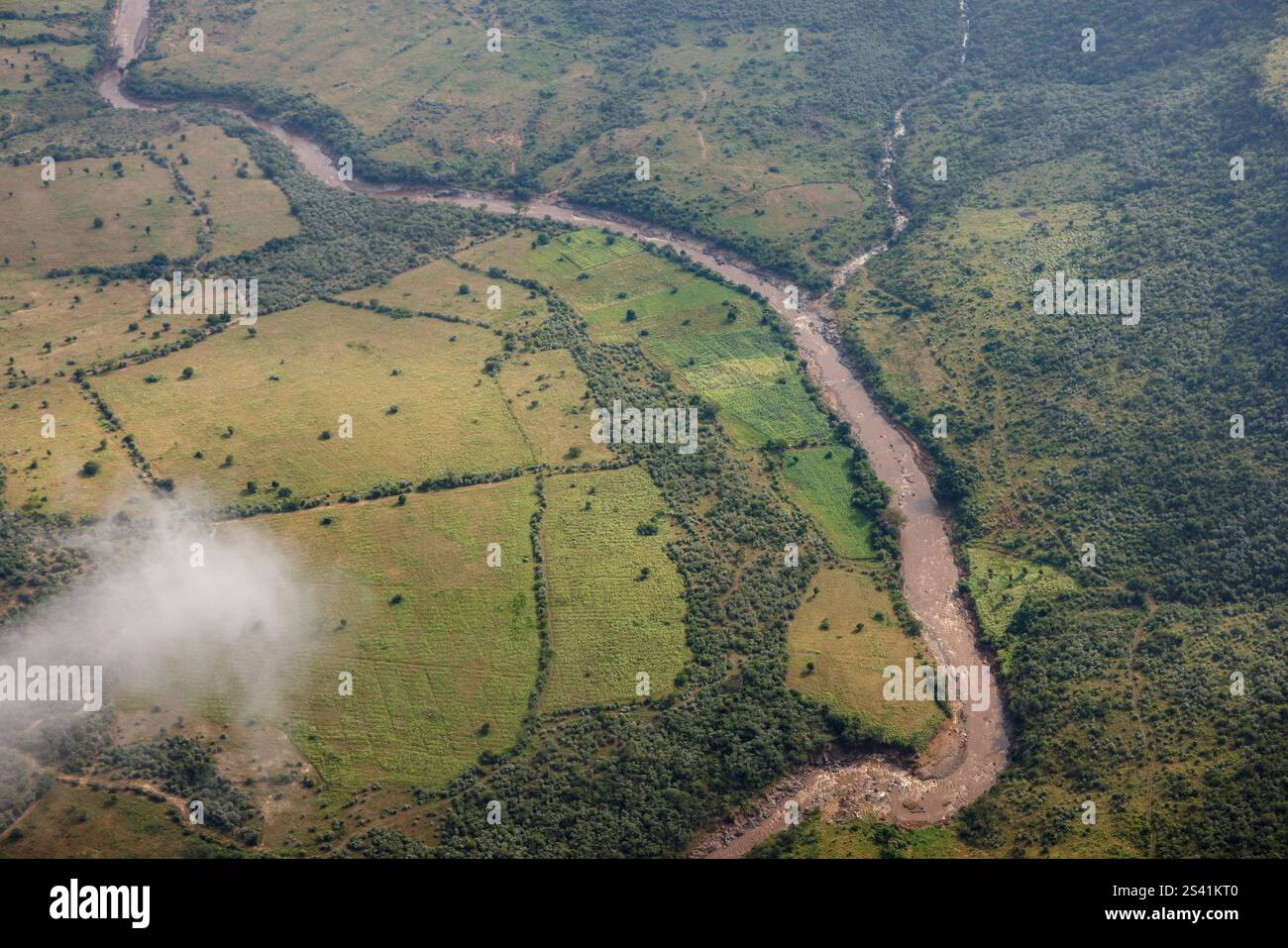 River seen from a bush plane over Kenya's Great Rift Valley Stock Photo ...
