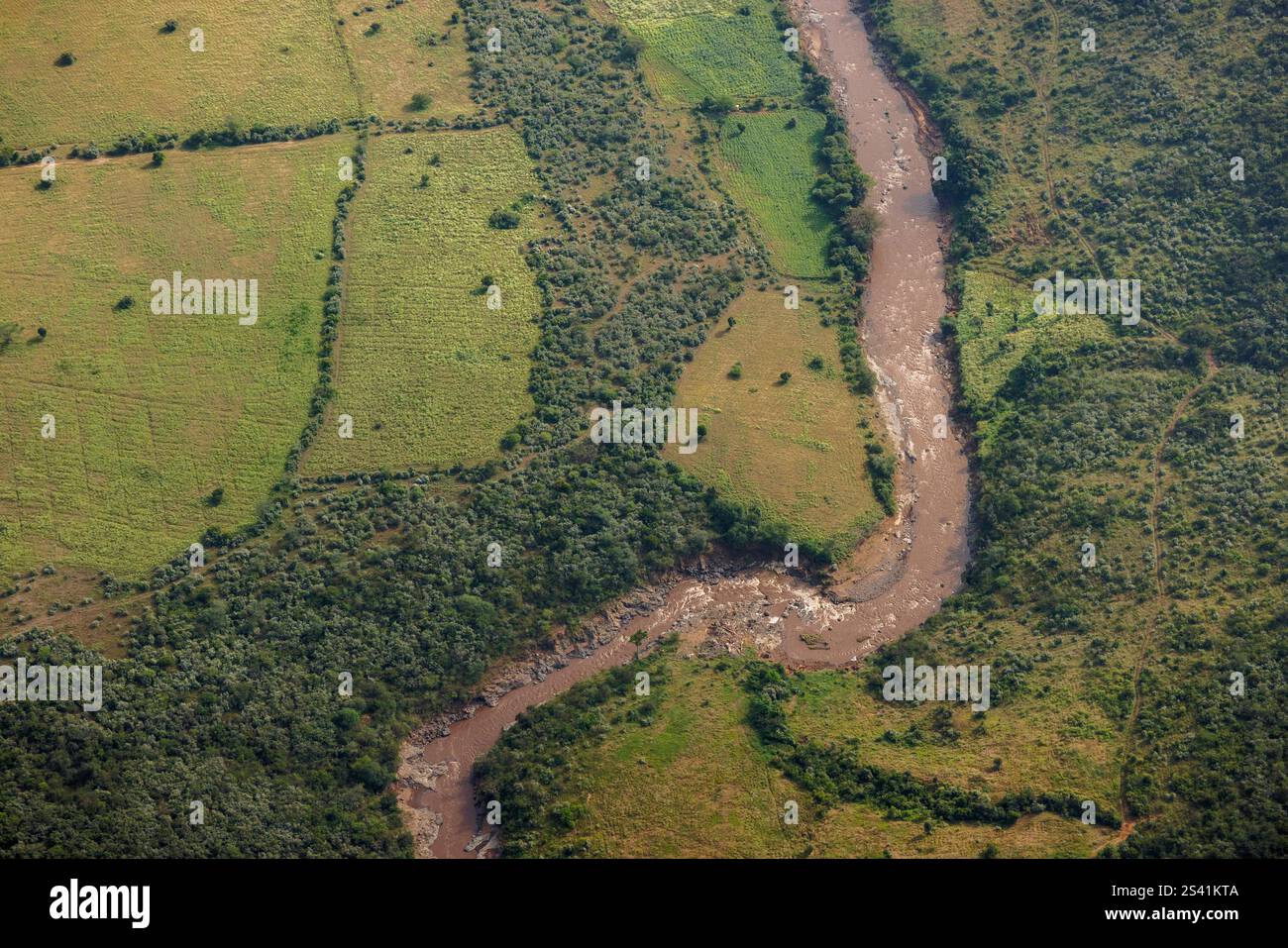 River seen from a bush plane over Kenya's Great Rift Valley Stock Photo ...