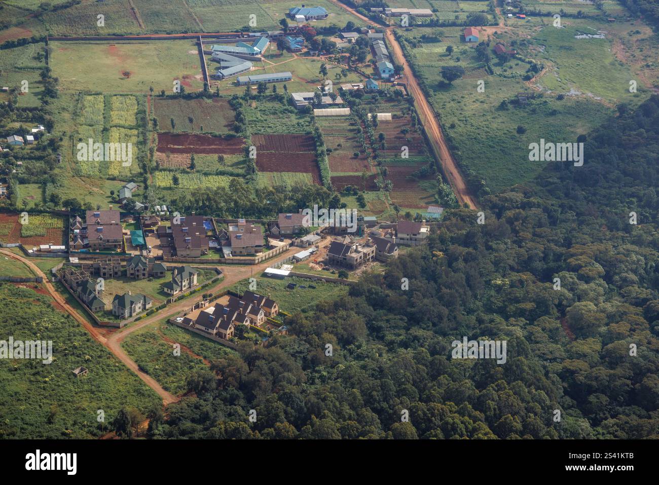 Aerial view of a new suburban community outside Nairobi, Kenya Stock ...