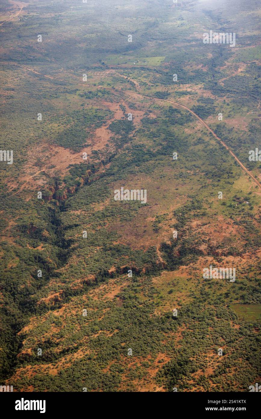 Aerial views from a bush plane over Kenya's Great Rift Valley Stock ...