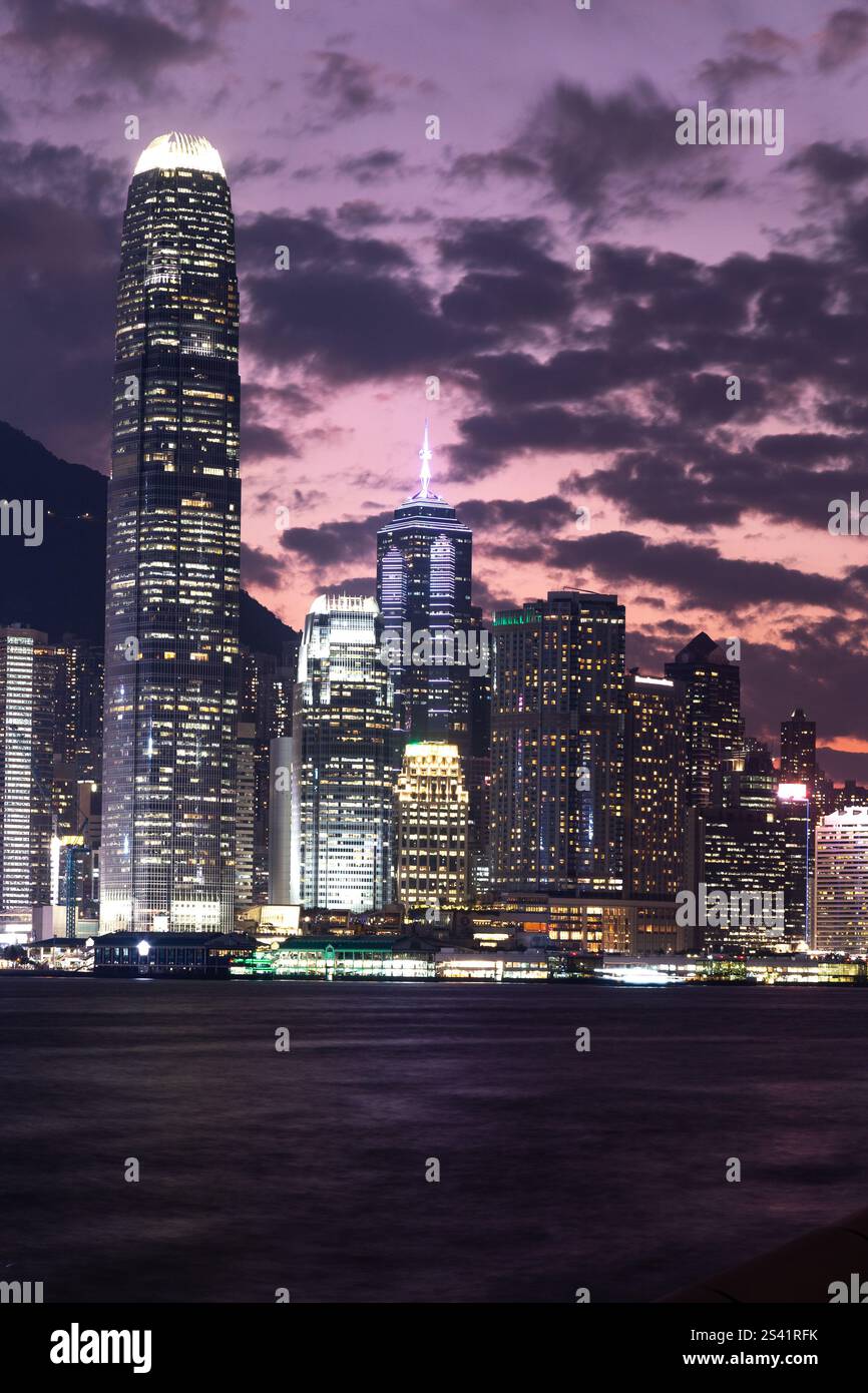Iconic sky scrappers of Hong Kong during colourful dawn Stock Photo - Alamy