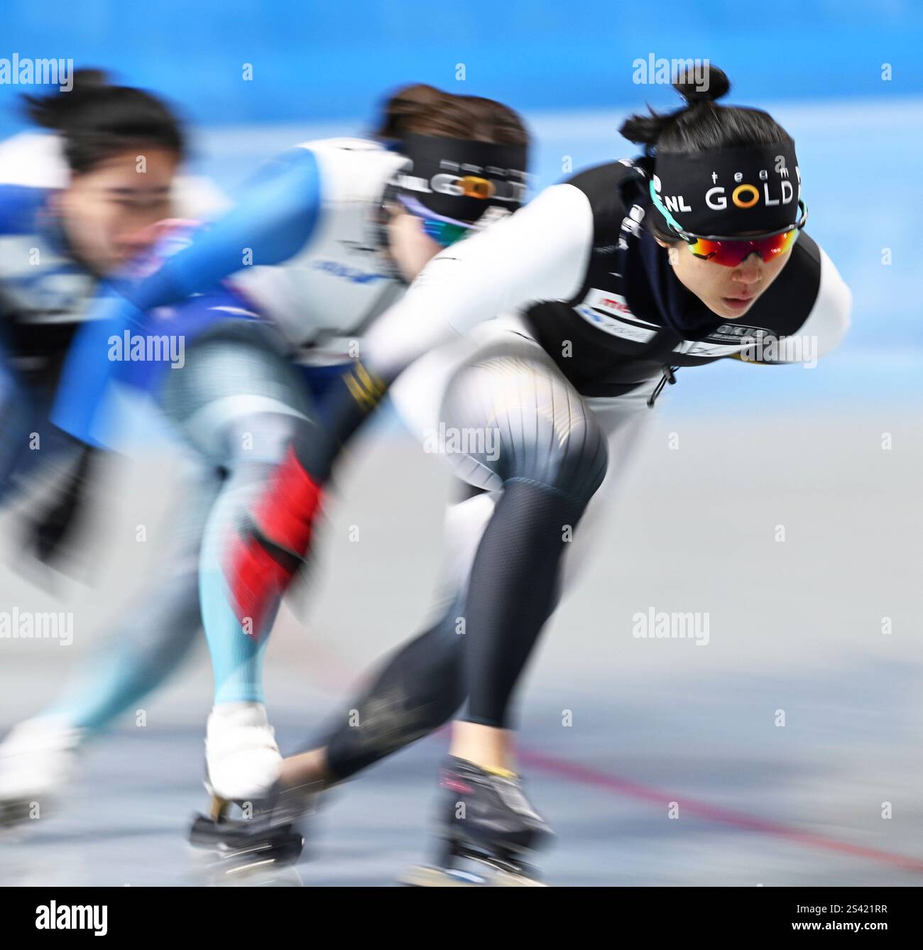 Japanese speed skater Miho Takagi takes part in a practice at Nagano ...