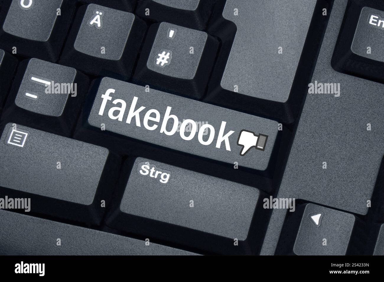 Tastatur mit Fakebook und Symbol Daumen runter Tastatur mit Fakebook ...