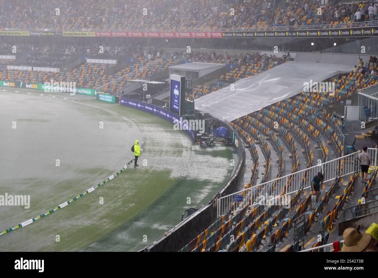 Empty Stadium for Rain Delay Australia v India Gabba 2024 Stock Photo ...