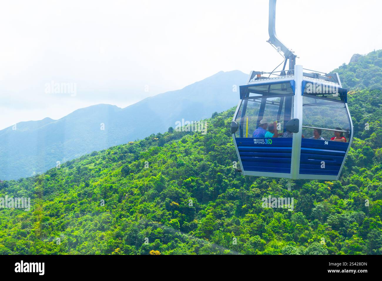 The cable car on Lantau Island in Hong Kong, running between Tung Chung ...