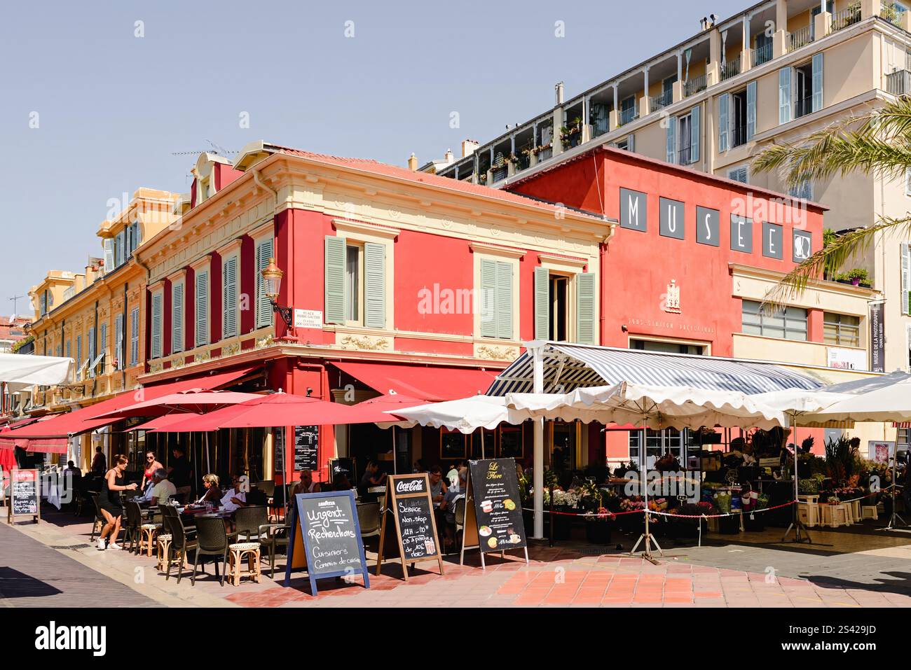 Vibrant Outdoor Cafes and Museum in Nice, France Stock Photo - Alamy