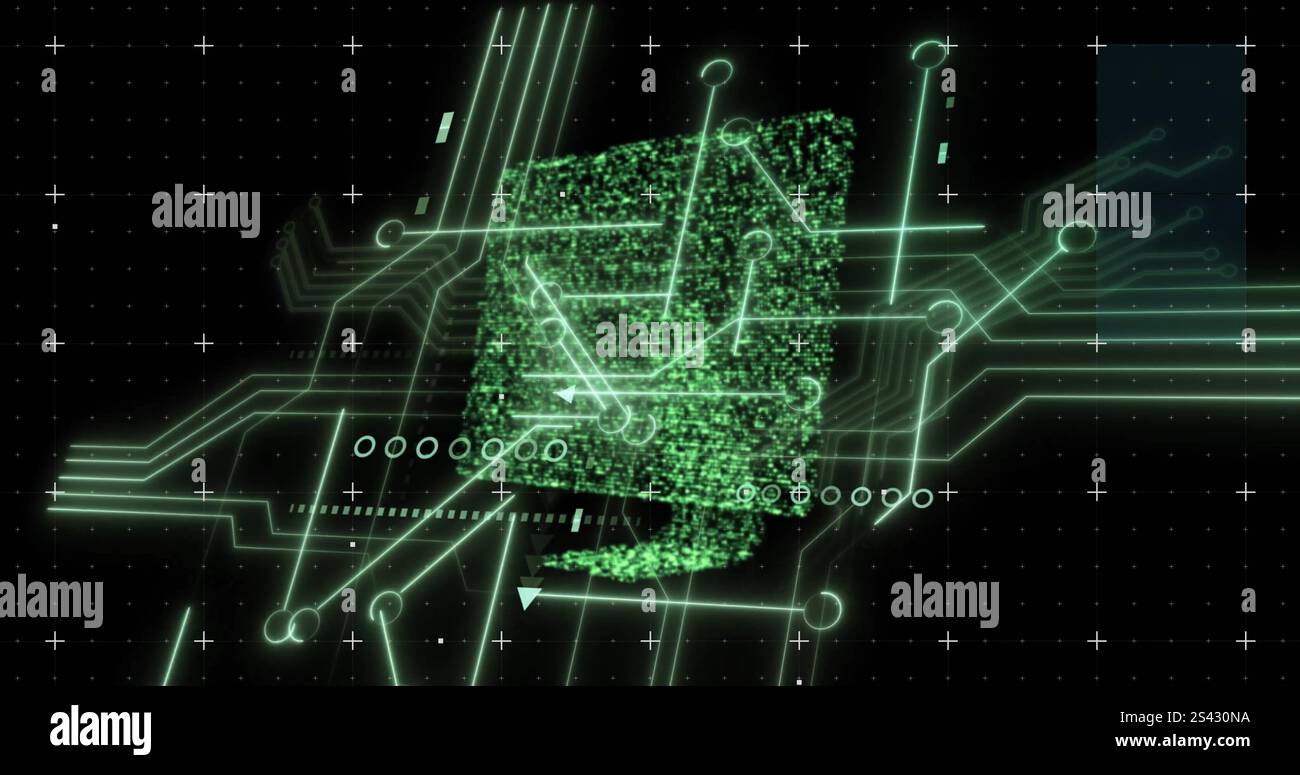 Image Of Data Processing With Computer Circuit Board Over Shape On