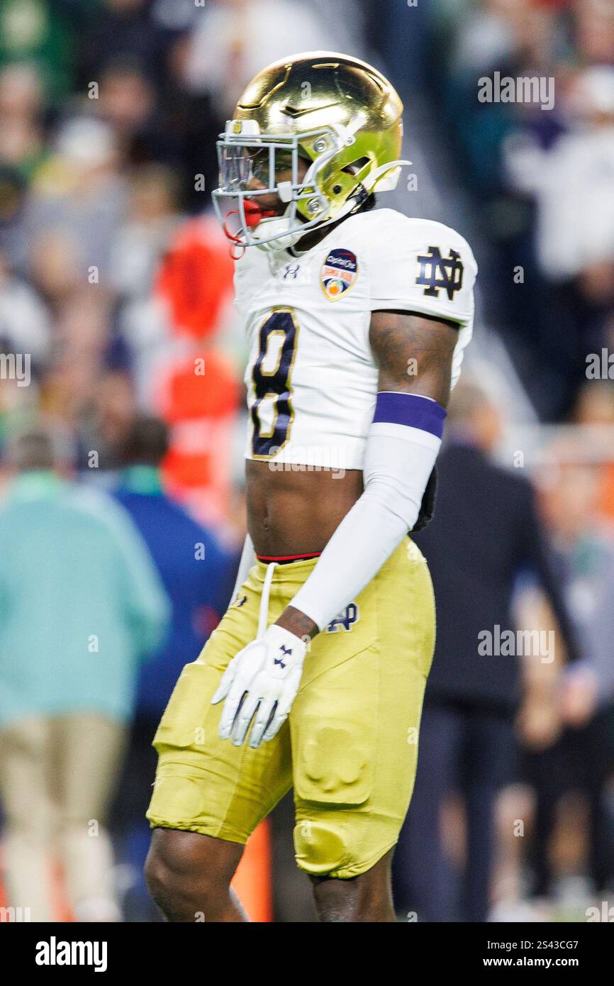Miami Gardens, Florida, USA. 09th Jan, 2025. Notre Dame safety Adon ...