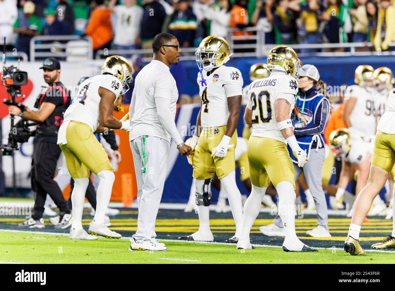 January 09, 2025: Notre Dame running backs during pregame of NCAA ...