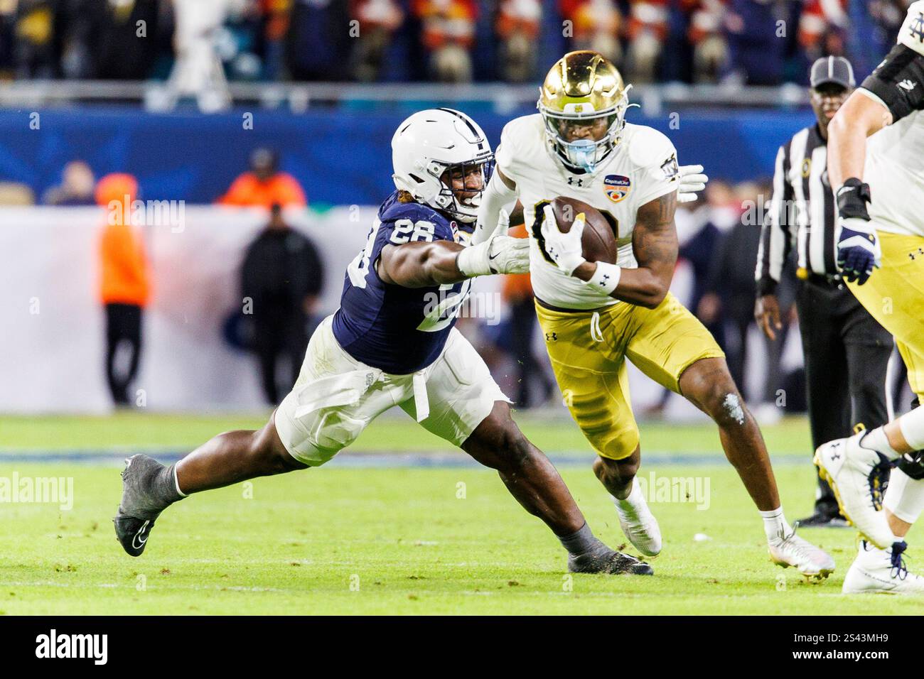 January 09, 2025: Notre Dame wide receiver Jayden Thomas (83) runs with ...