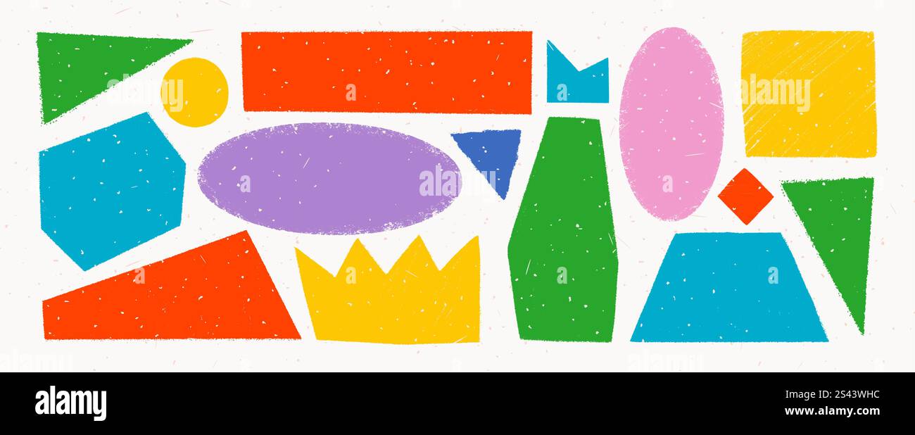 Simple shape stickers and frames with various patterns in rough rustic ...