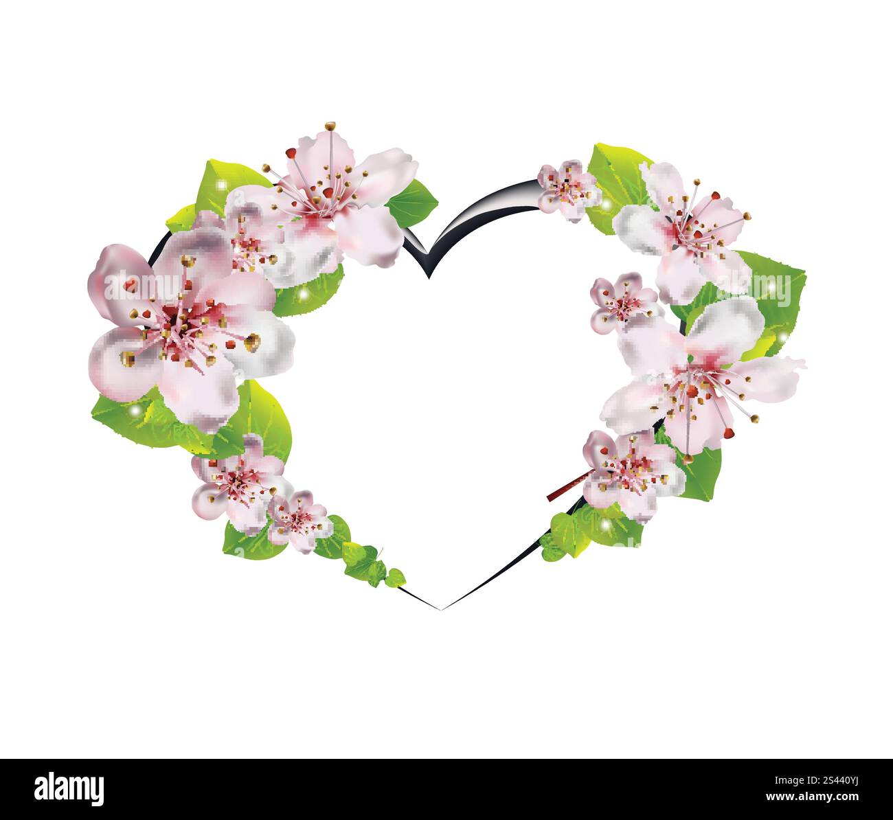 heart frame design with cherry blossom Stock Vector Image & Art - Alamy
