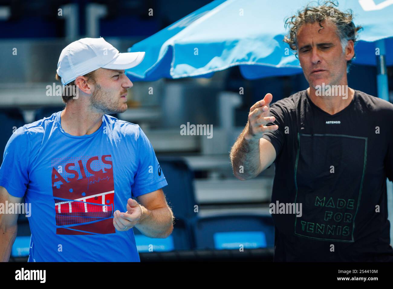 Melbourne, Australia. 10th Jan, 2025. Belgian David Goffin (ATP 53) and ...