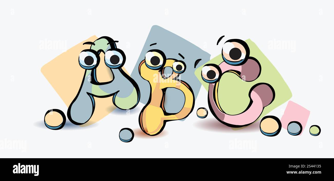 funny letters abc with eyes Stock Vector Image & Art - Alamy