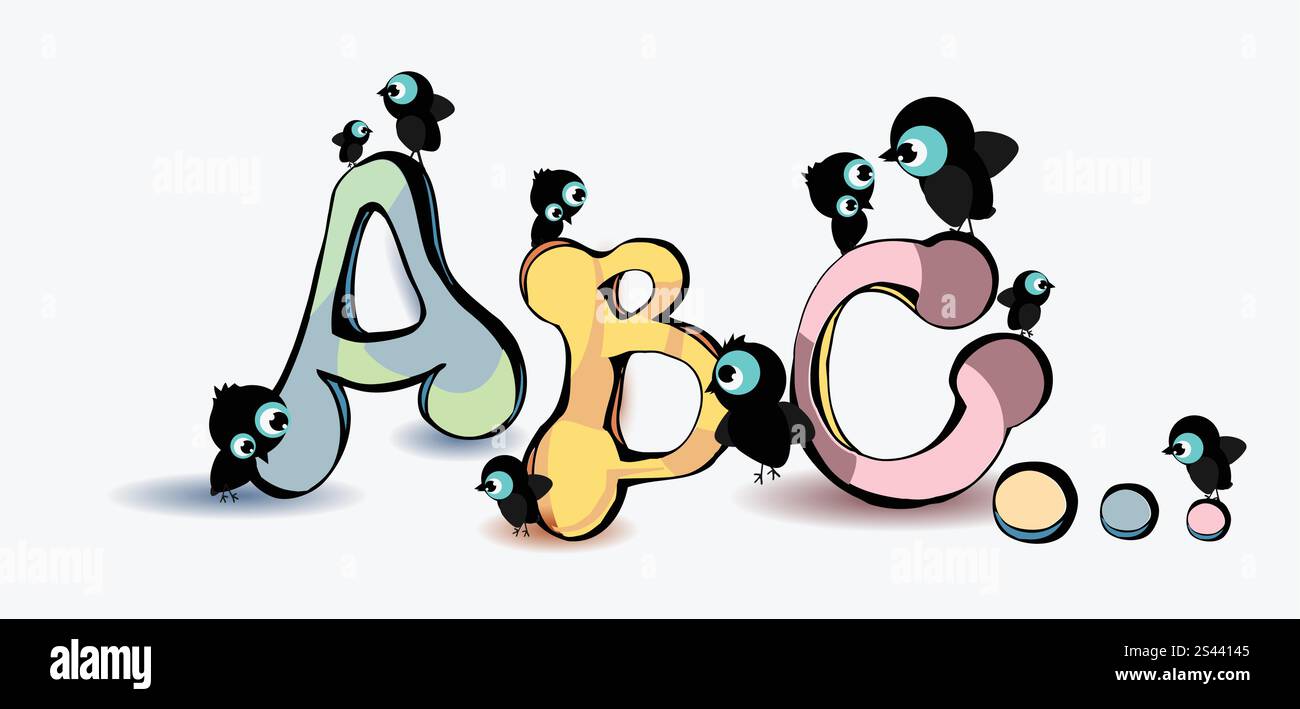 funny letters abc with birds Stock Vector Image & Art - Alamy
