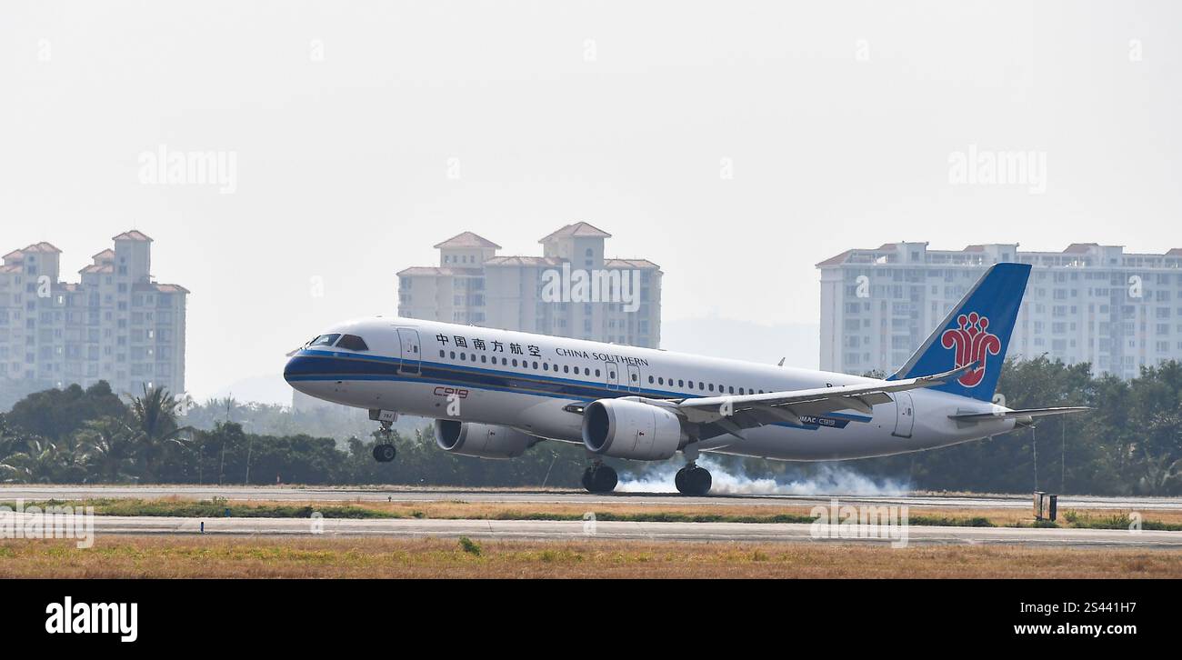 Sanya, China's Hainan Province. 10th Jan, 2025. A C919 jetliner lands ...