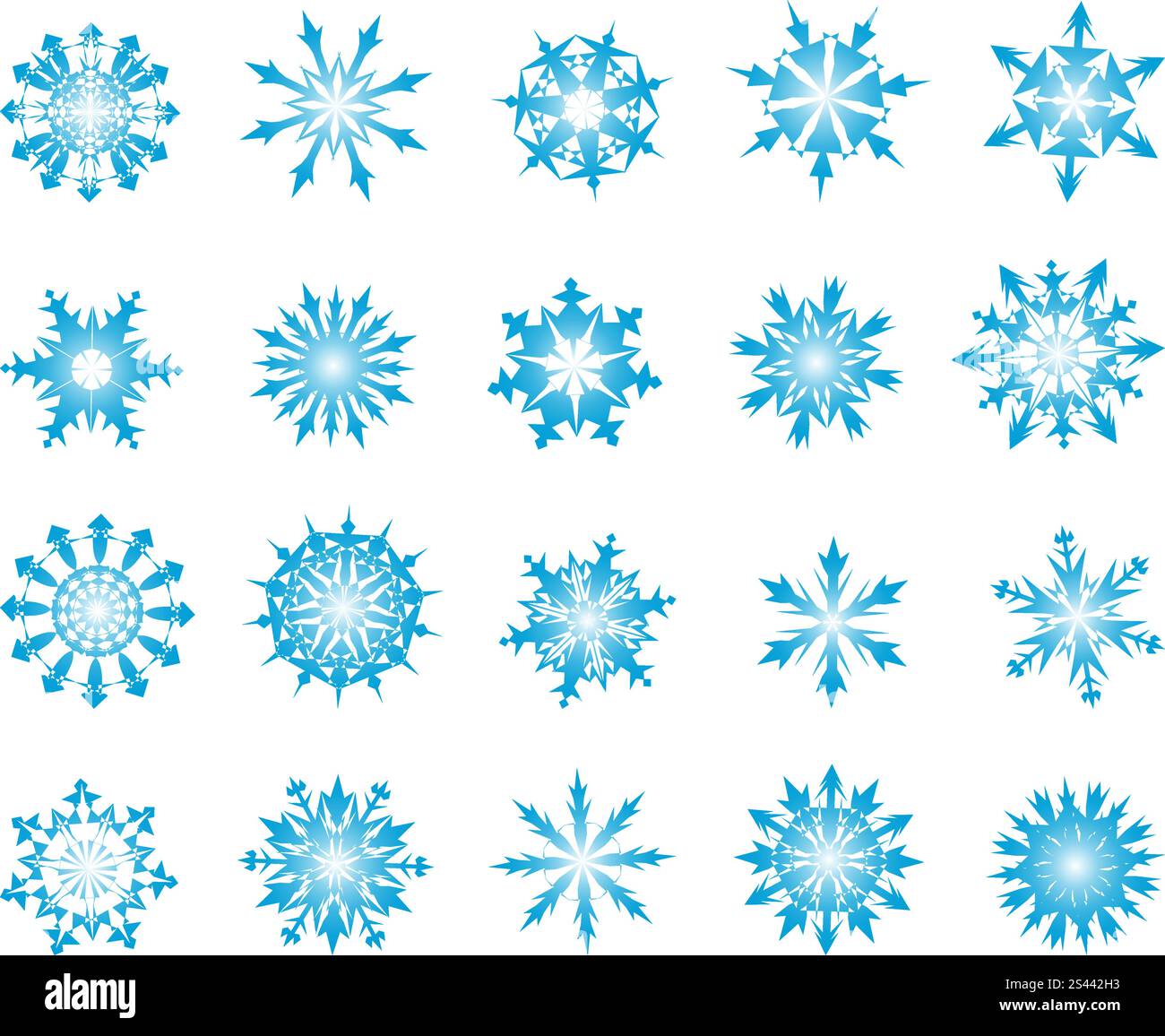 Set of vector snowflakes in different shape Stock Vector Image & Art ...