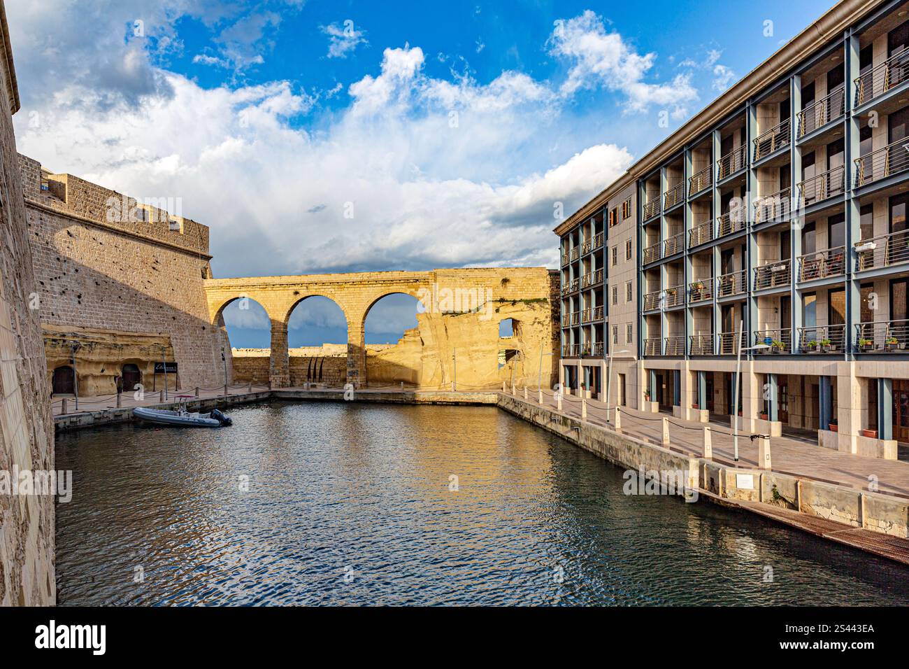 The Historic Dockyards and Modern Waterfront of Valletta Stock Photo ...