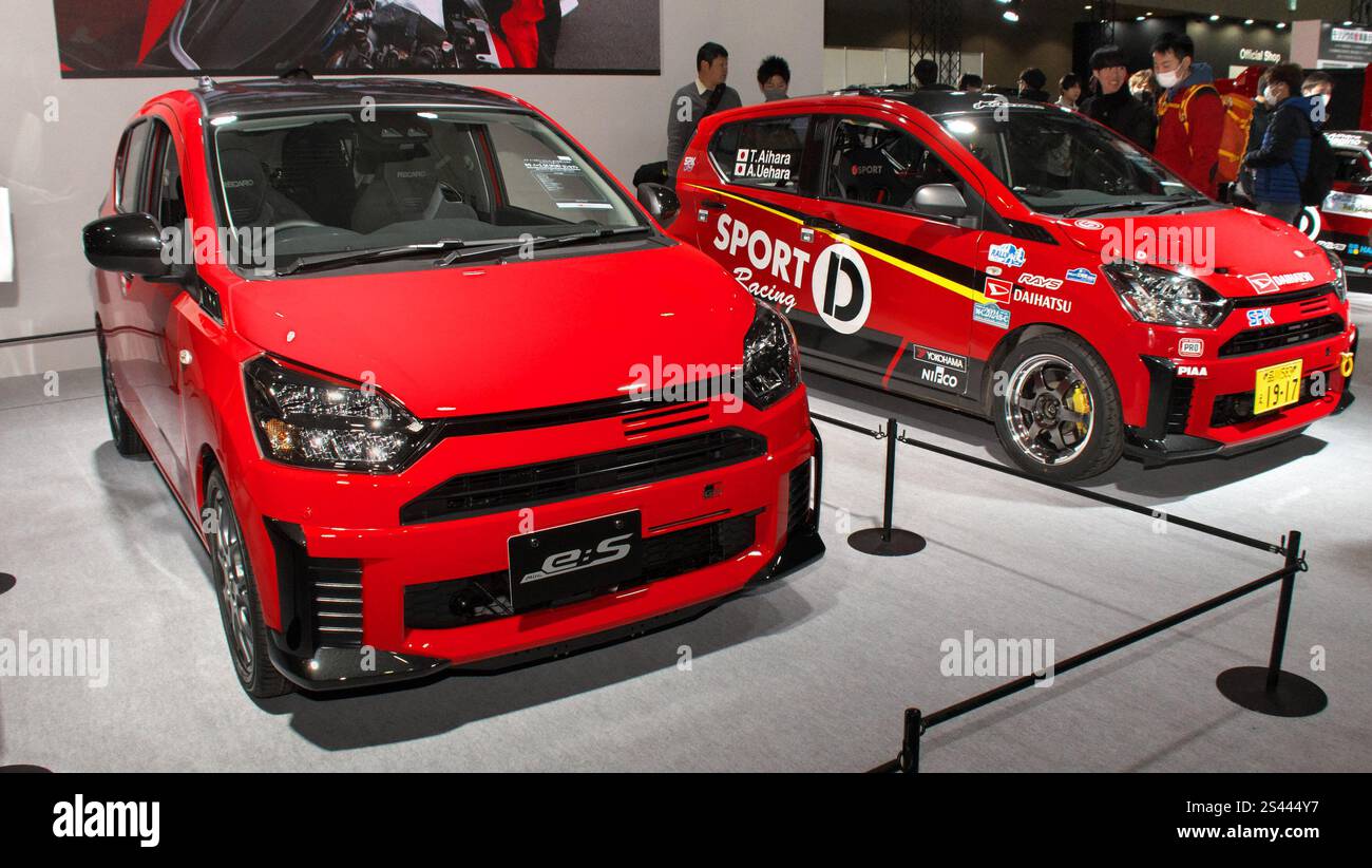 DAIHATSU Mira e:s GR sports concept(L) and Mira e:s Rally car displayed ...