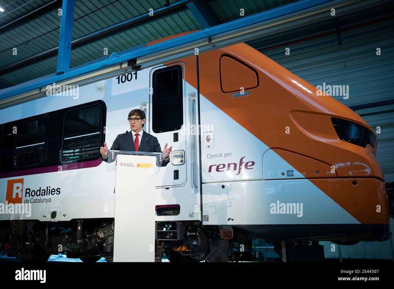 The President of the Generalitat de Catalunya, Salvador Illa, speaks ...