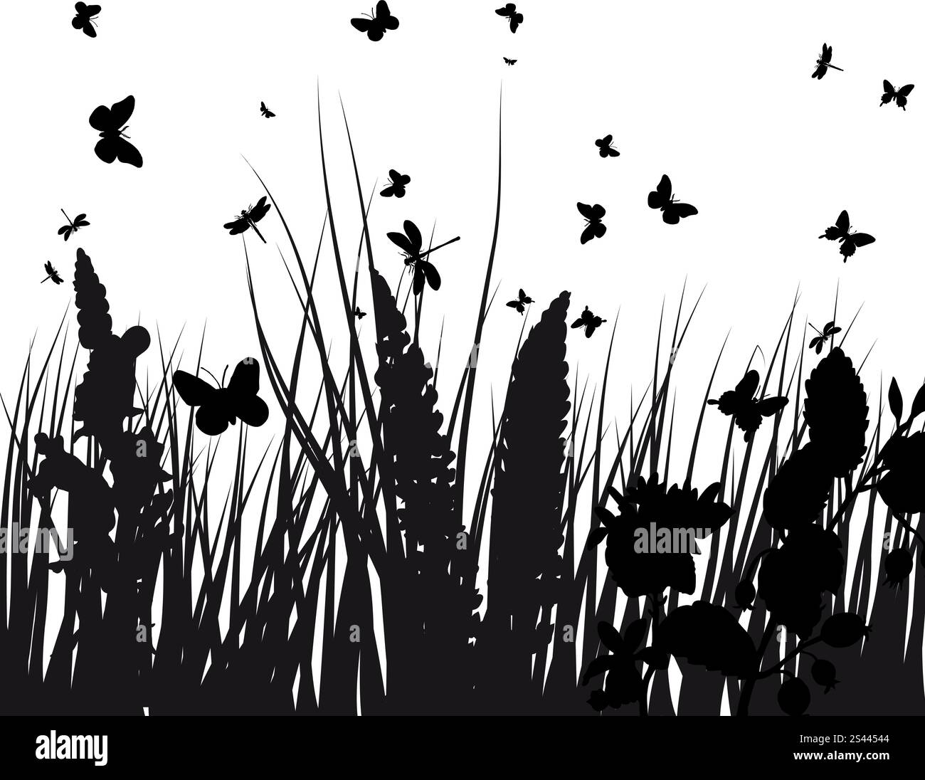 Vector grass silhouettes backgrounds for design use Stock Vector Image ...