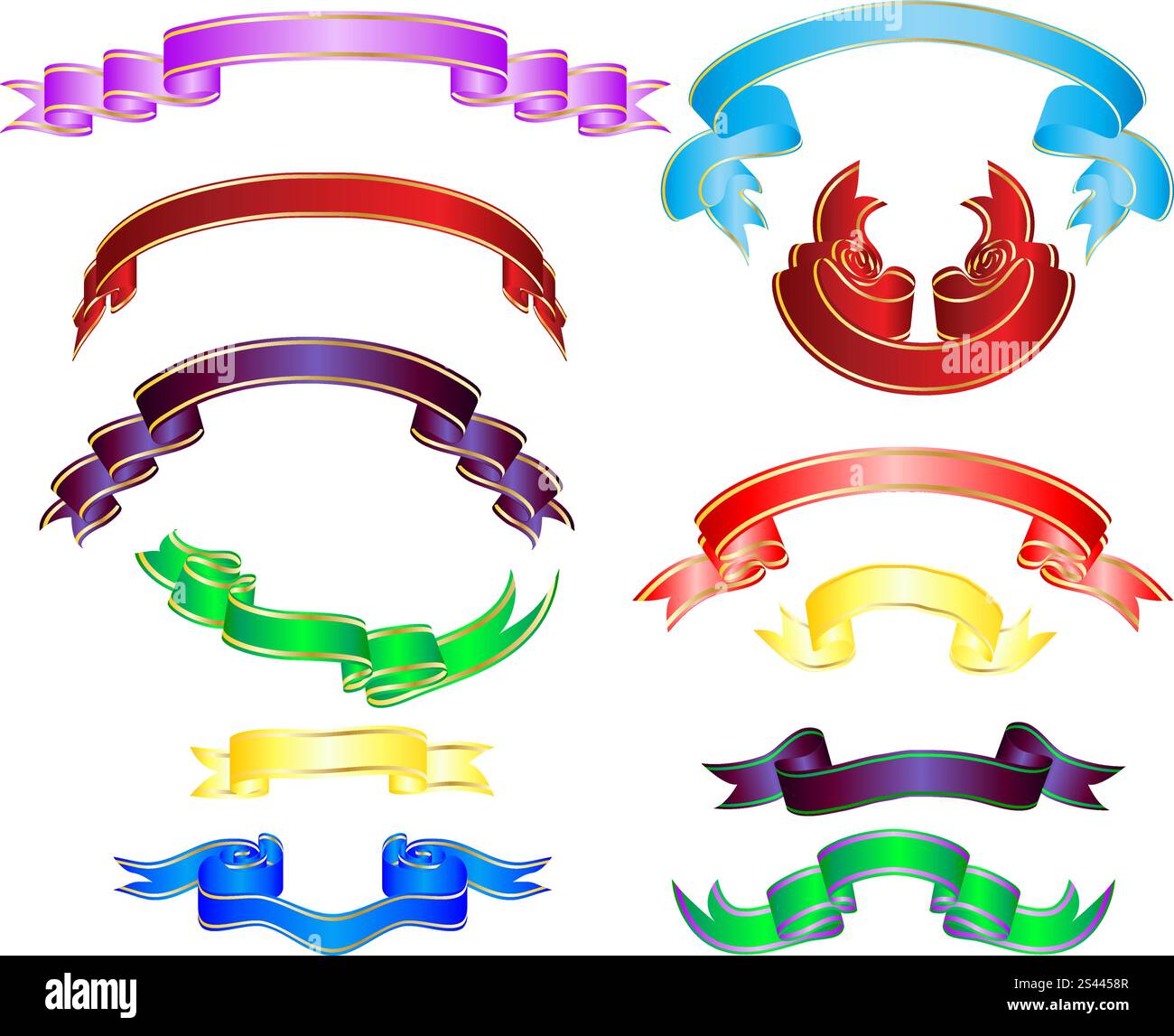 Set of different multicolor striped vector ribbons Stock Vector Image ...