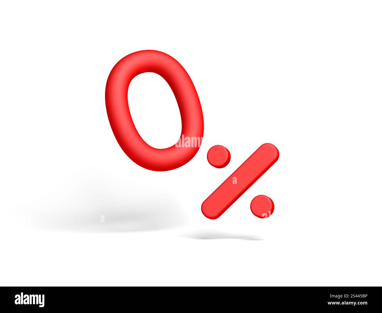 Red zero percent isolated on white background. 0%. 3d illustration ...