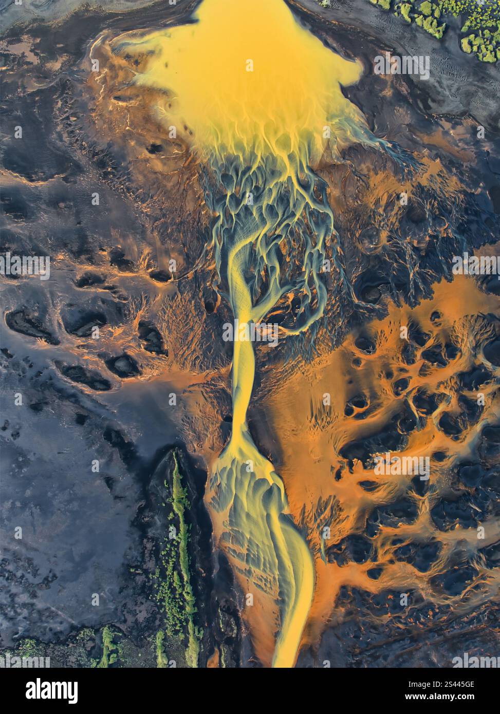 Aerial view of glacial rivers in the highlands of iceland hi-res stock ...