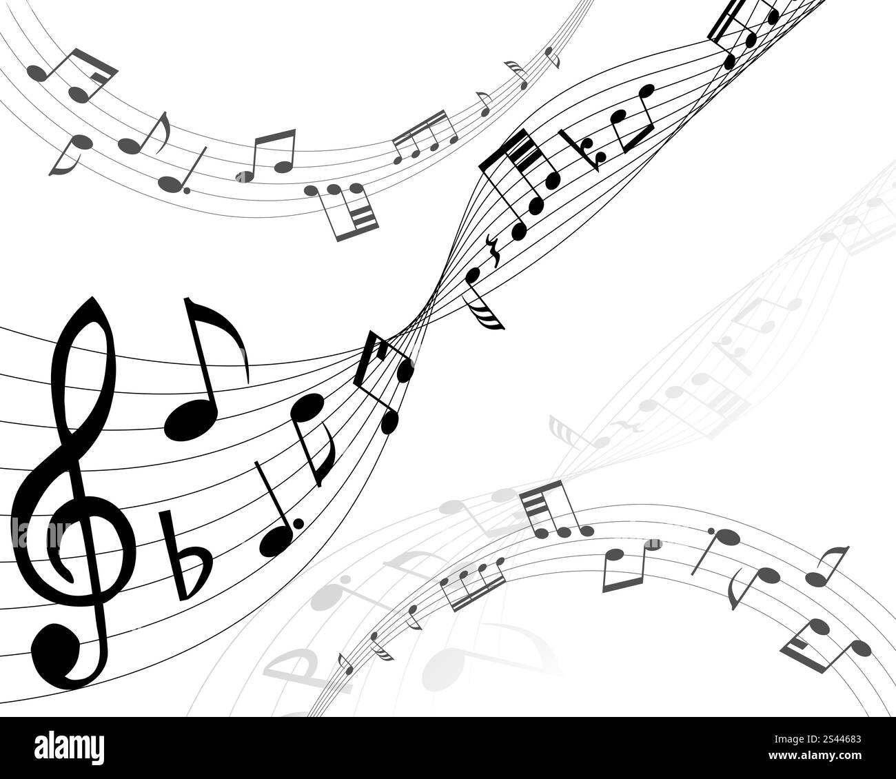Musical notes background with lines. Vector illustration Stock Vector ...