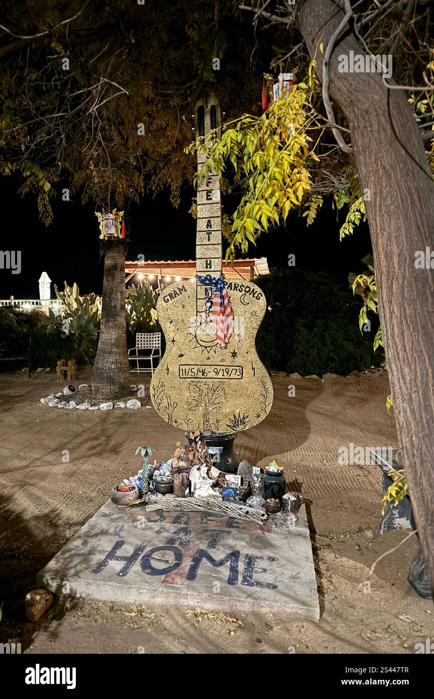 Memorial for Gram Parsons in front of room 8 at the Joshua Tree Inn ...