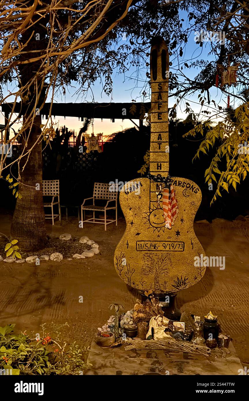 Memorial for Gram Parsons in front of room 8 at the Joshua Tree Inn ...