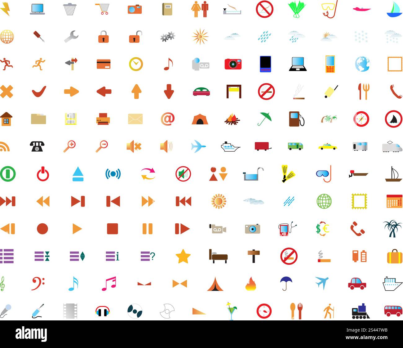 Biggest collection of different icons for using in web design Stock ...