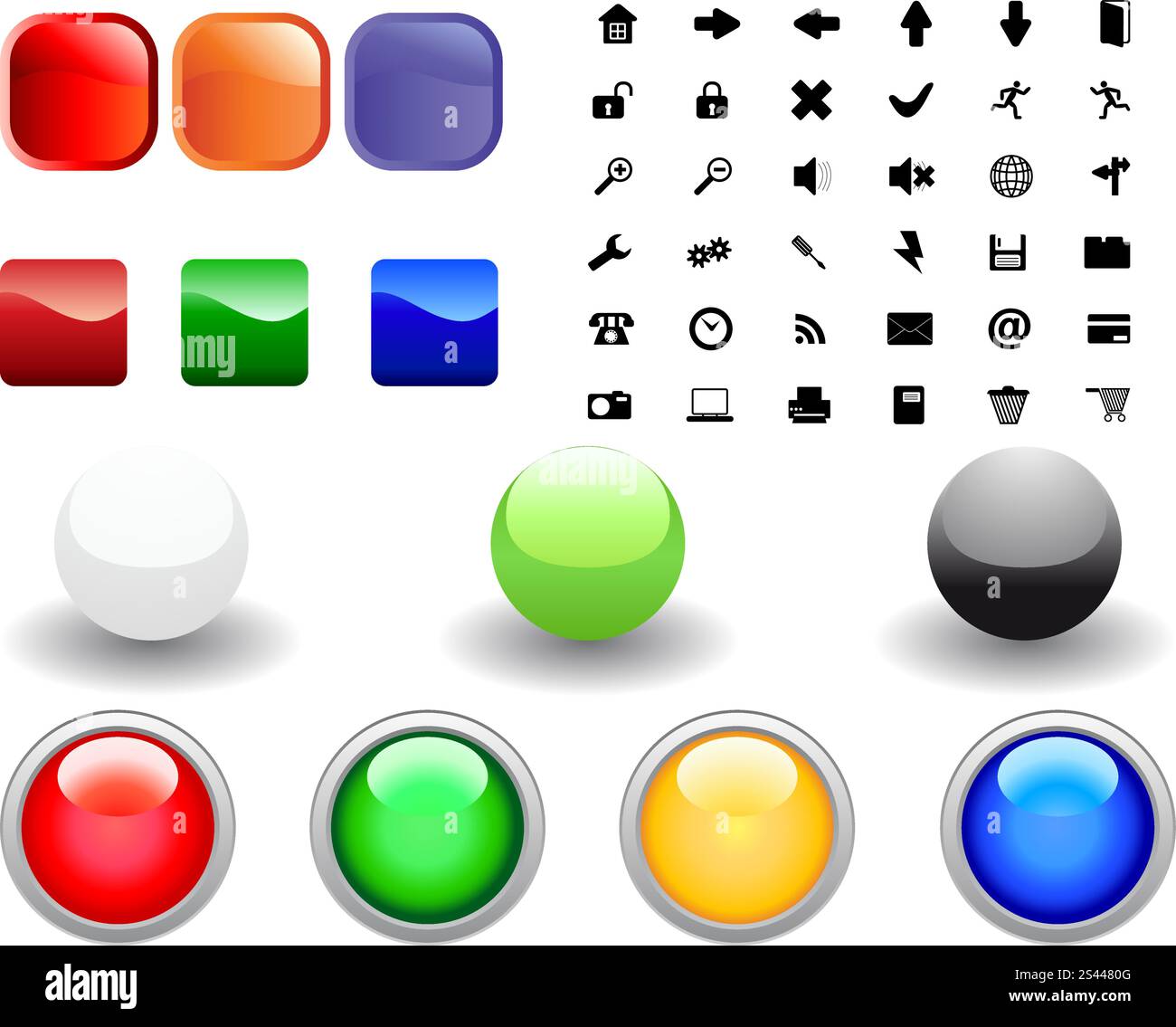 Collection of different icons for using in web design Stock Vector ...