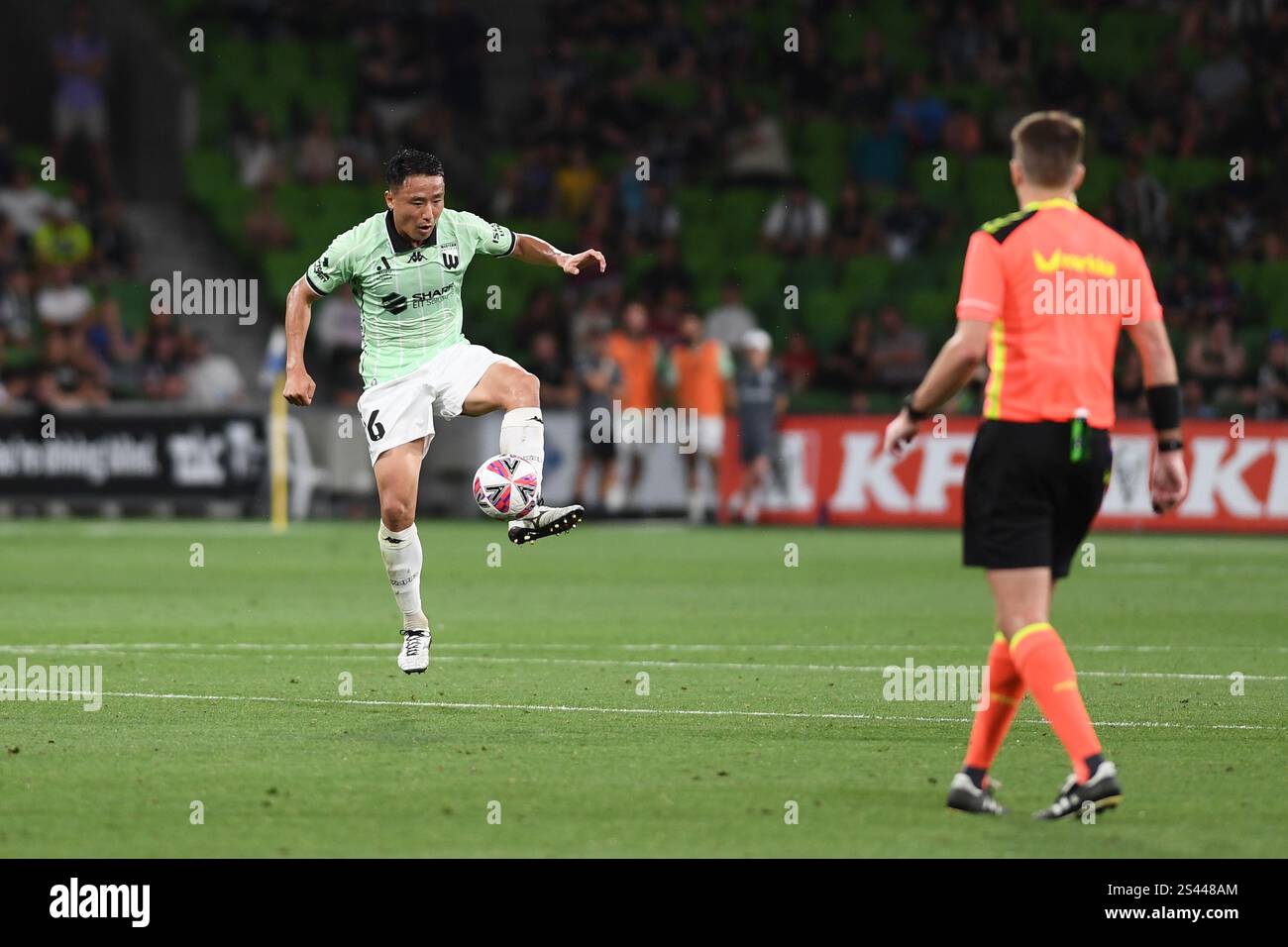 MELBOURNE, AUSTRALIA. 10th Jan 2025. Pictured: Western United defender ...