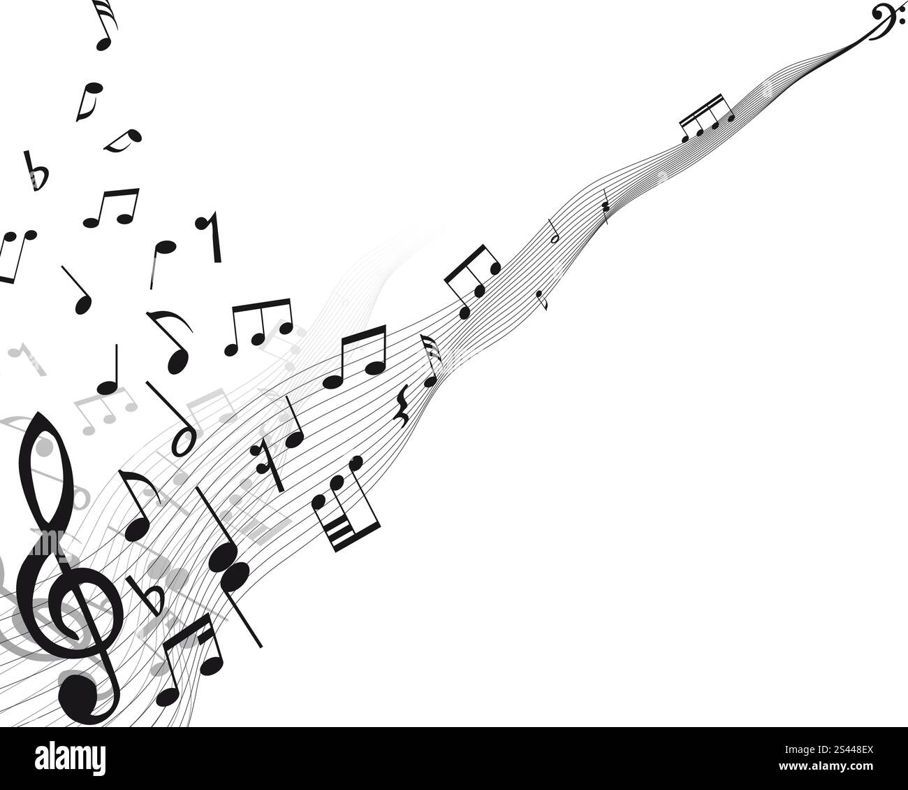 Music background with different notes on the white Stock Vector Image ...
