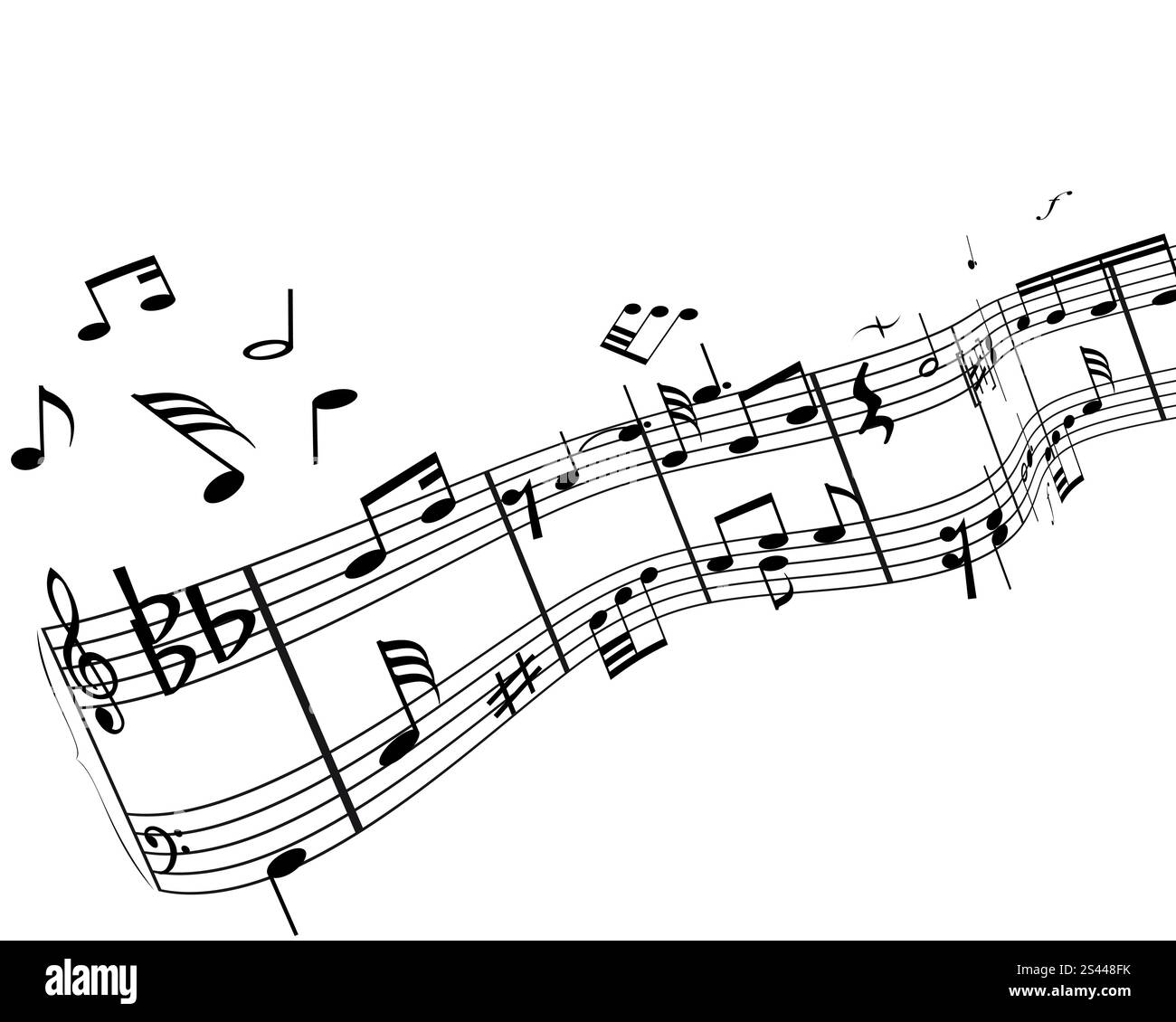 Music background with different notes on the white Stock Vector Image ...