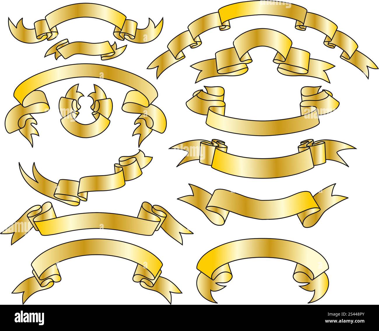Golden vector ribbons set. Collection of vector temlates Stock Vector ...