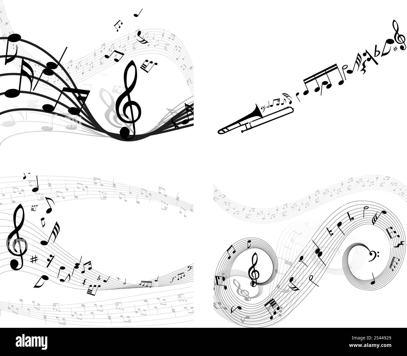 Set of four vector musical notes staff Stock Vector Image & Art - Alamy