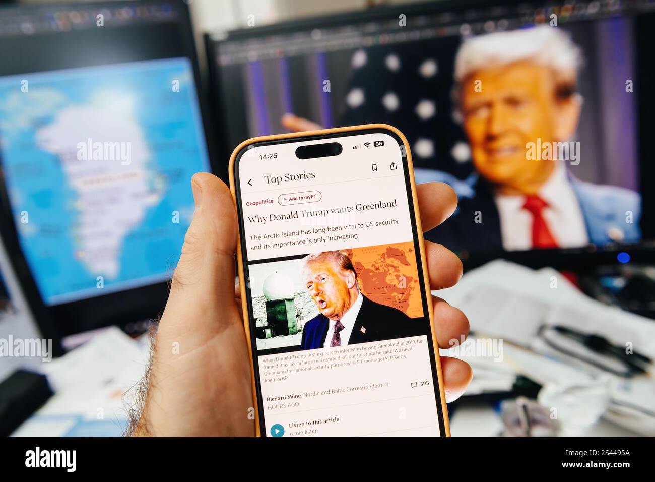 Paris, France - Jan 1, 2025: A hand holding a smartphone displaying an ...