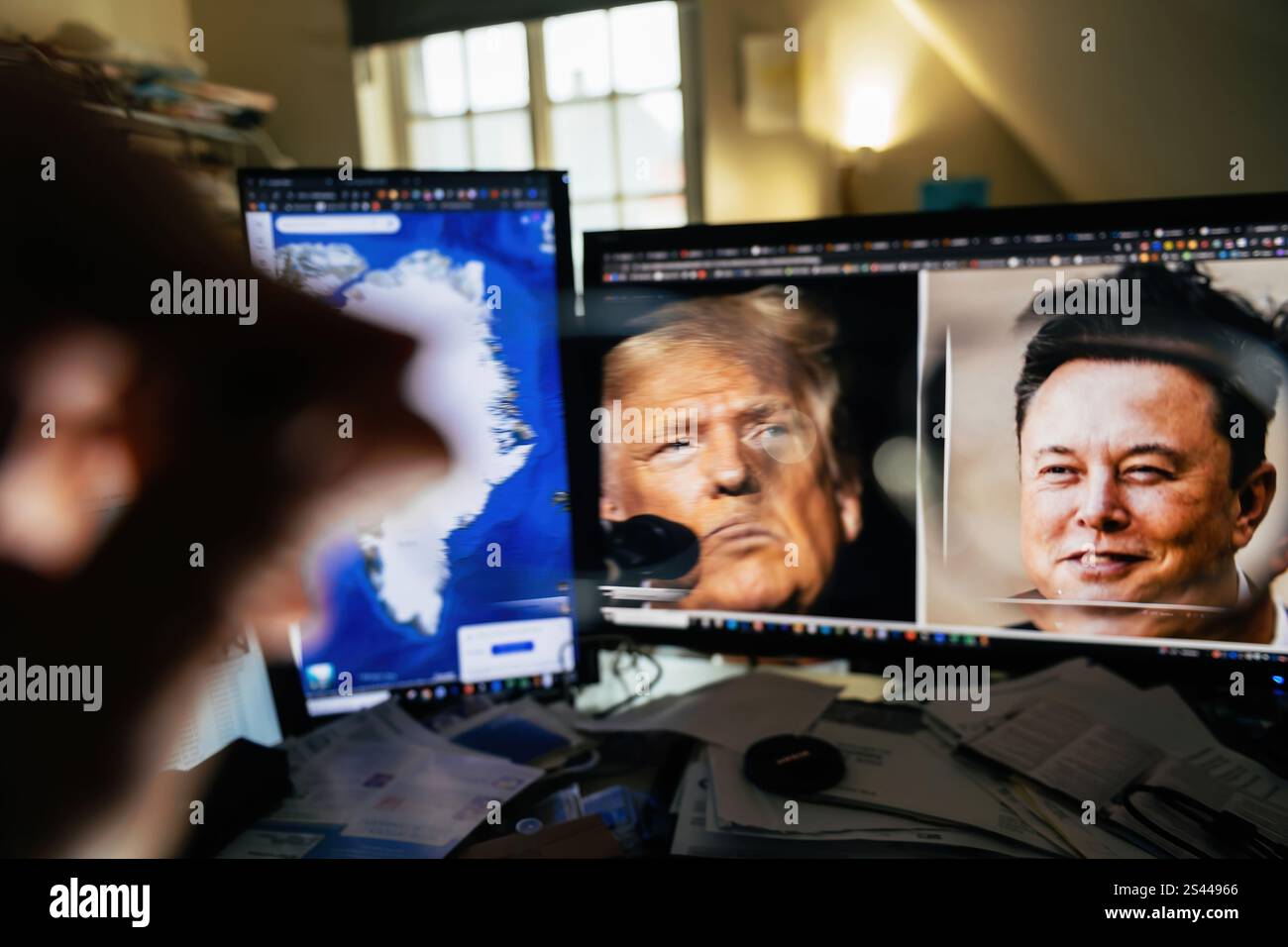 Paris, France - Jan 1, 2025: A view through glasses focusing on two ...