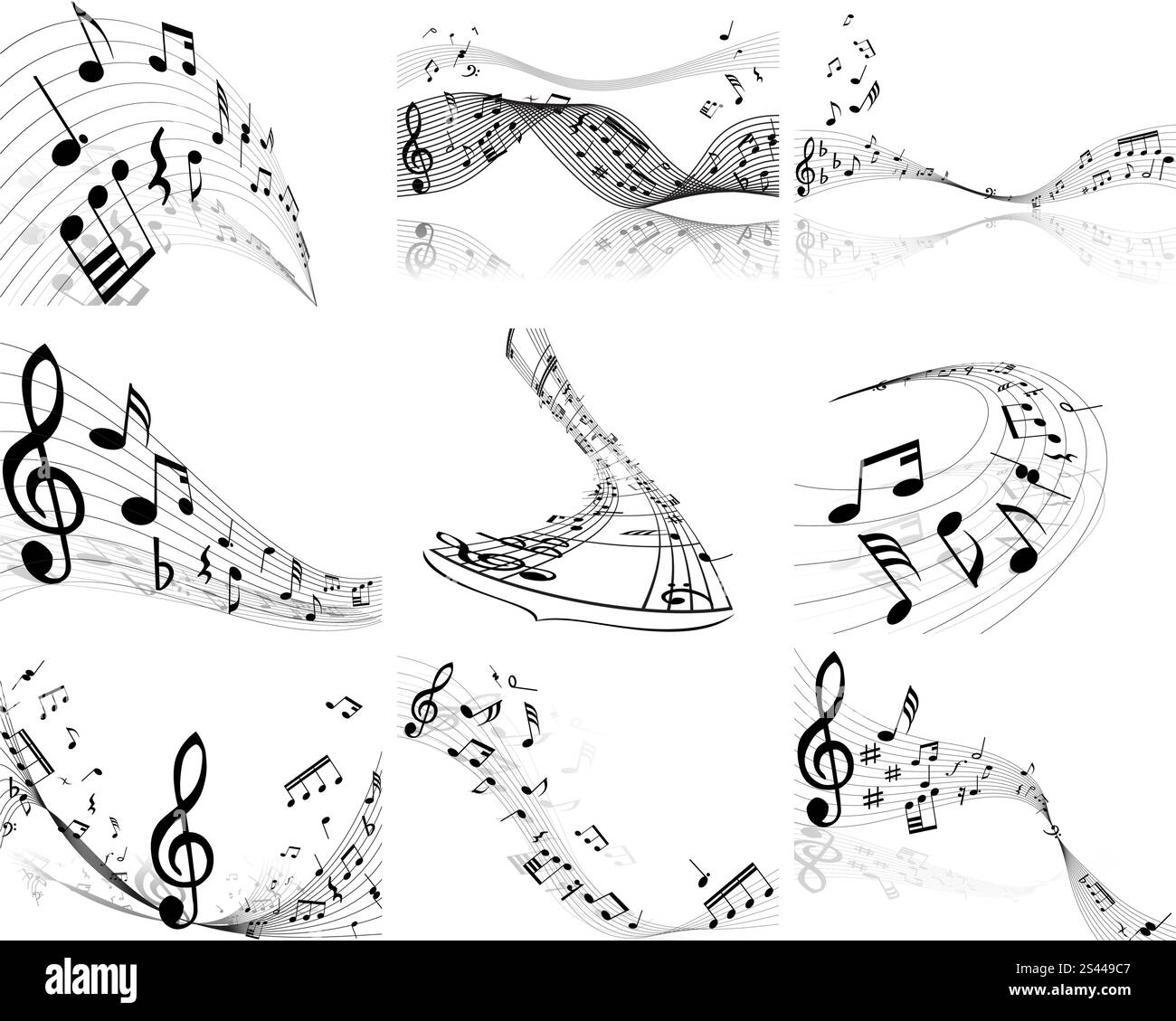 Set of nine vector musical notes staff Stock Vector Image & Art - Alamy