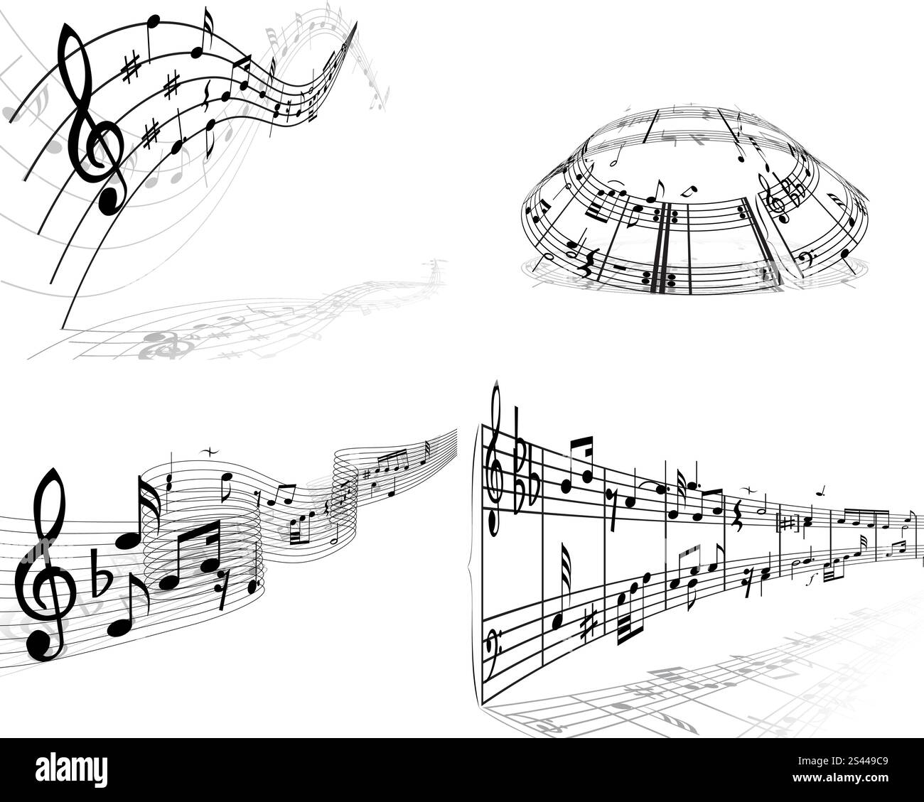 Set of four vector musical notes staff Stock Vector Image & Art - Alamy