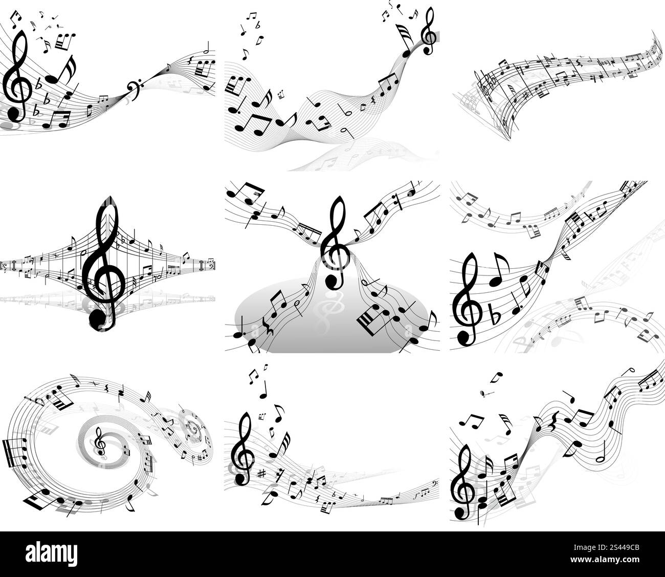Set of nine vector musical notes staff Stock Vector Image & Art - Alamy