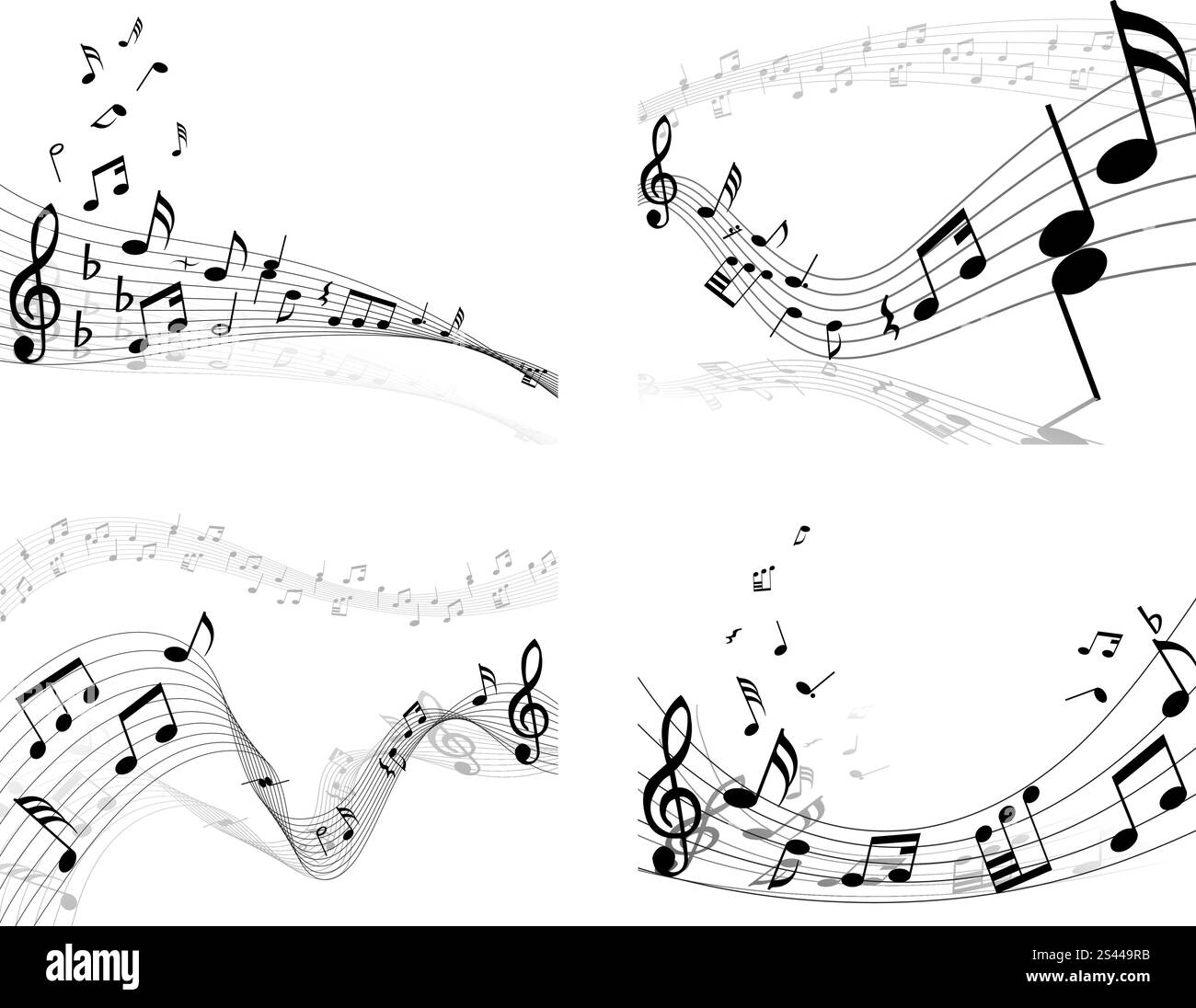 Set of four vector musical notes staff Stock Vector Image & Art - Alamy