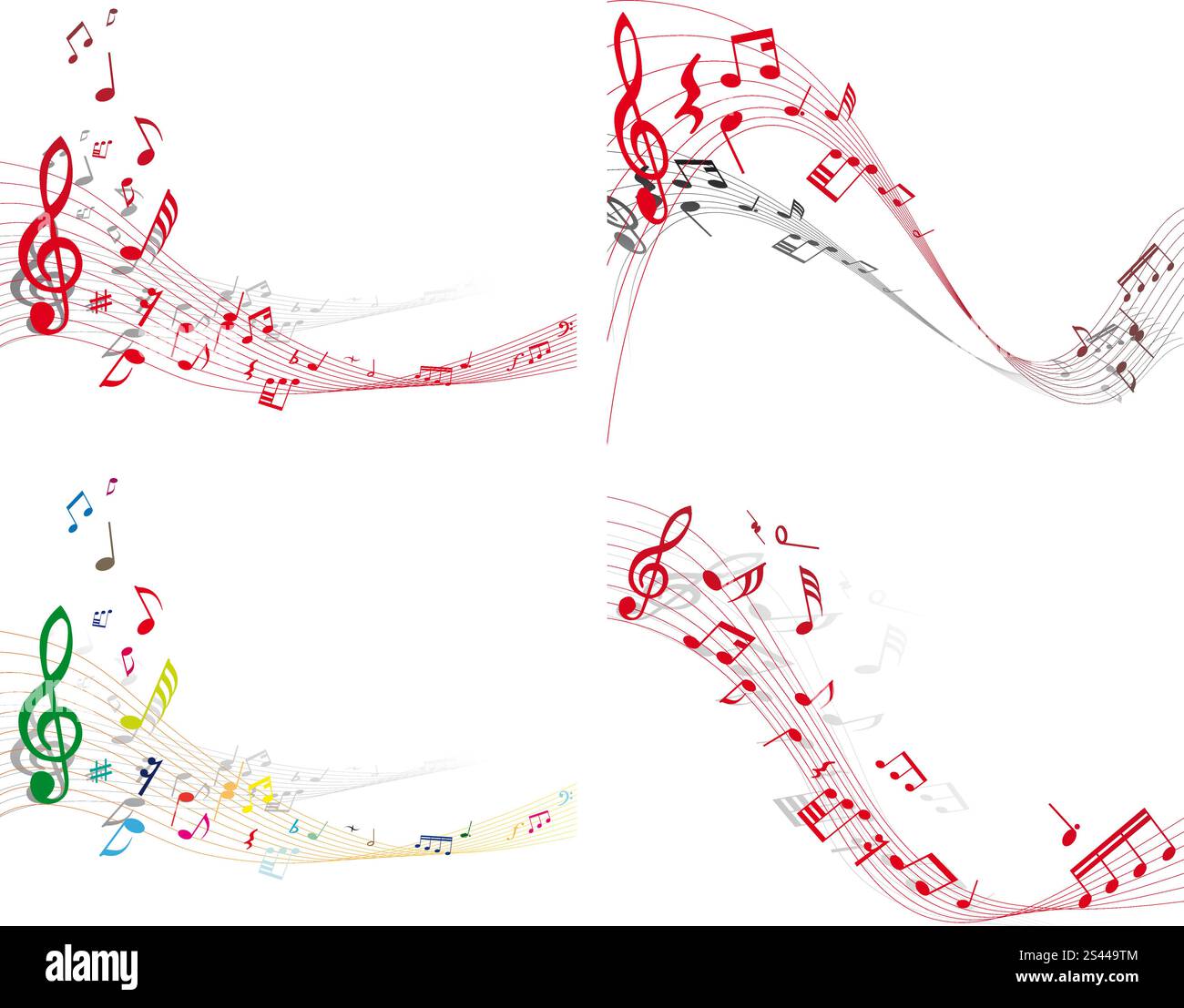 Set of four vector musical notes staff Stock Vector Image & Art - Alamy