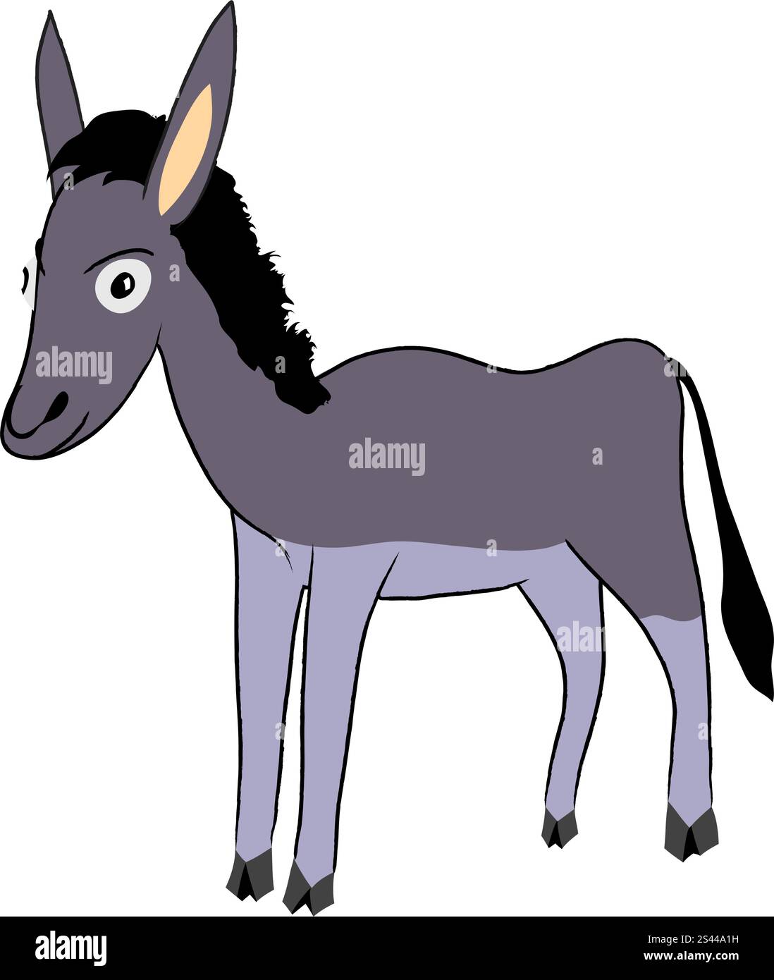Vector cartoon illustration of funny grey donkey Stock Vector Image ...