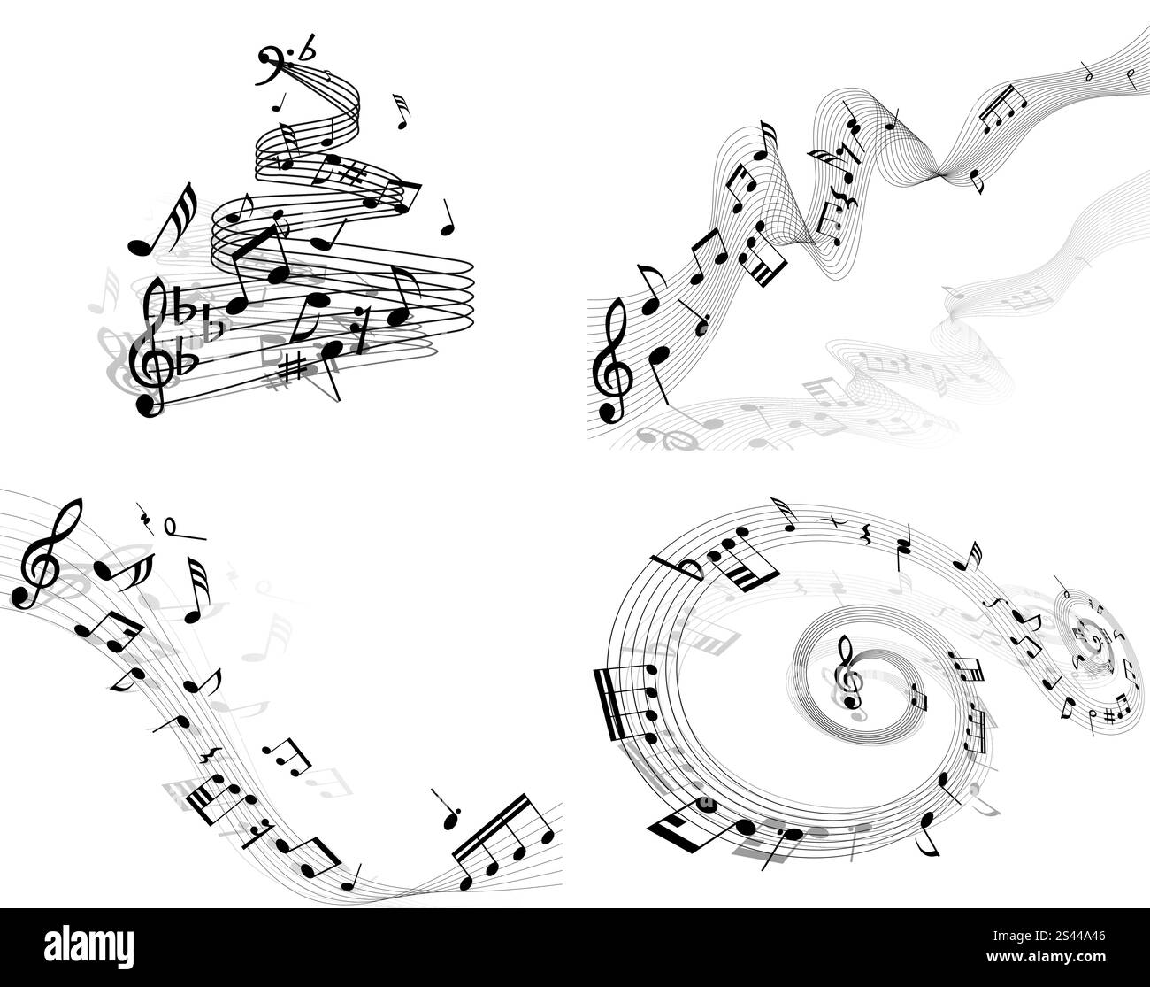Set of four vector musical notes staff Stock Vector Image & Art - Alamy